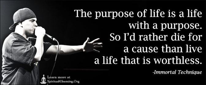 The purpose of life is a life with a purpose. So I’d rather die for a ...