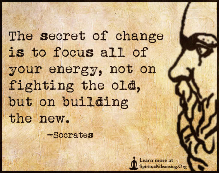 The secret of change is to focus all of your energy, not on fighting ...